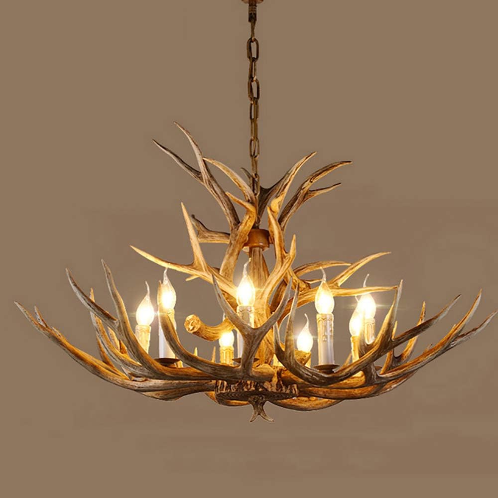 Deer Horn Antlers Chandelier 8 Light, Rustic Resin Chandelier for ...