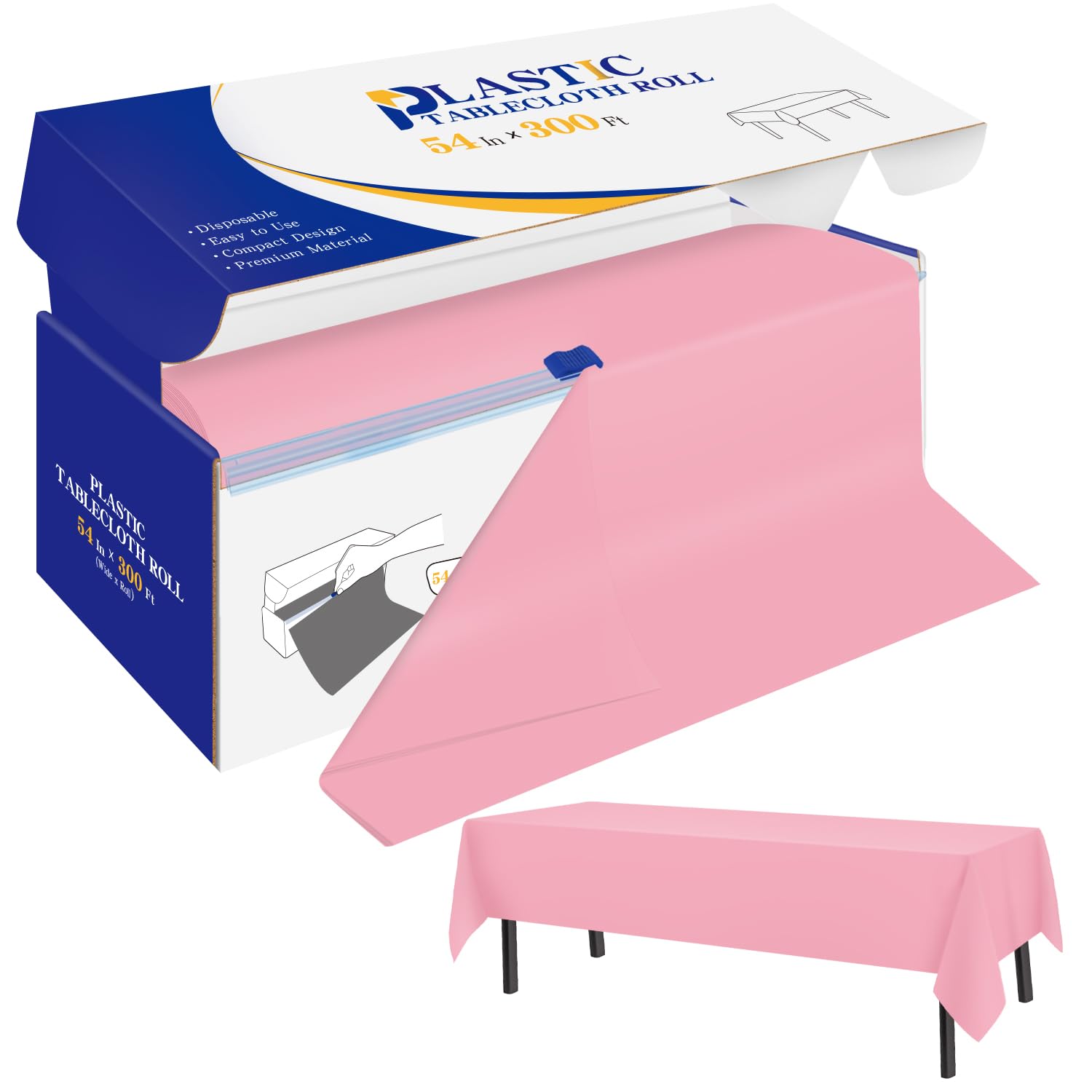 Amazon.com: YSYJ Pink Plastic Tablecloth Roll Disposable 54 in x 300 Ft ...