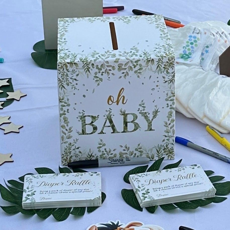 Amazon.com: DZBJIPT Diaper Raffle Box 51 Pieces Diaper Raffle Tickets ...