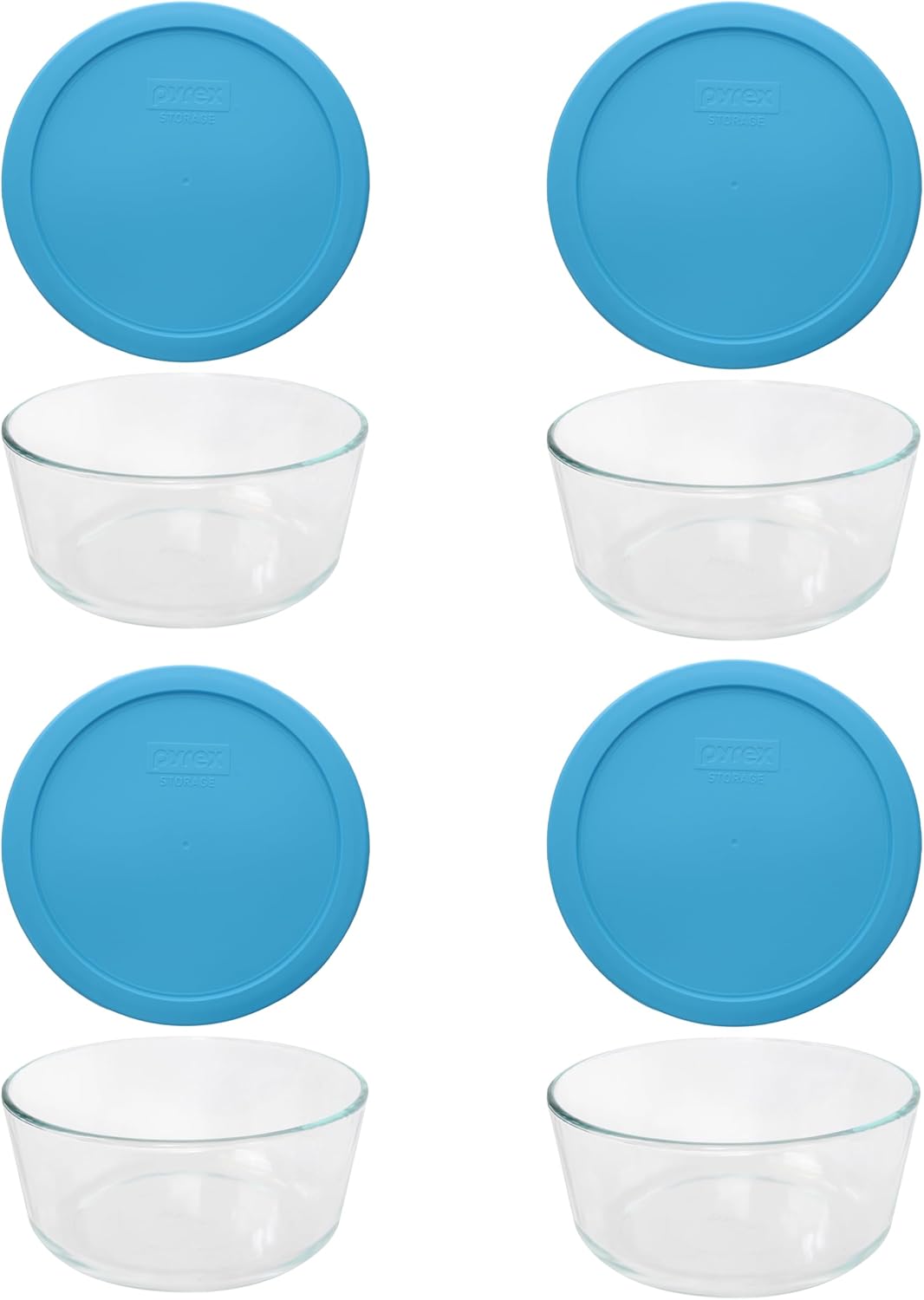 Amazon.com: Pyrex 7203 7-Cup Glass Bowls with 7402-PC Blue Pantone Lids ...