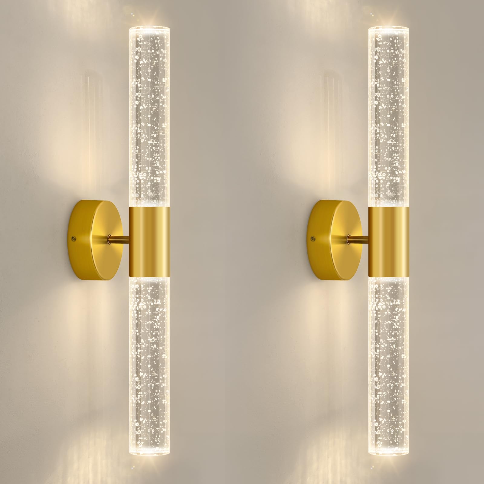 Gold Wall Sconces Set of 2 LED Modern Sconces Dining Room Wall Lighting ...