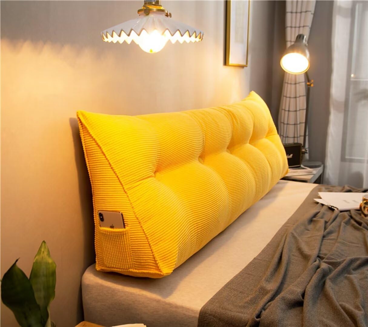 Amazon.com: UUluhao Large Triangle Wedge Pillows Headboard Yellow Twin ...