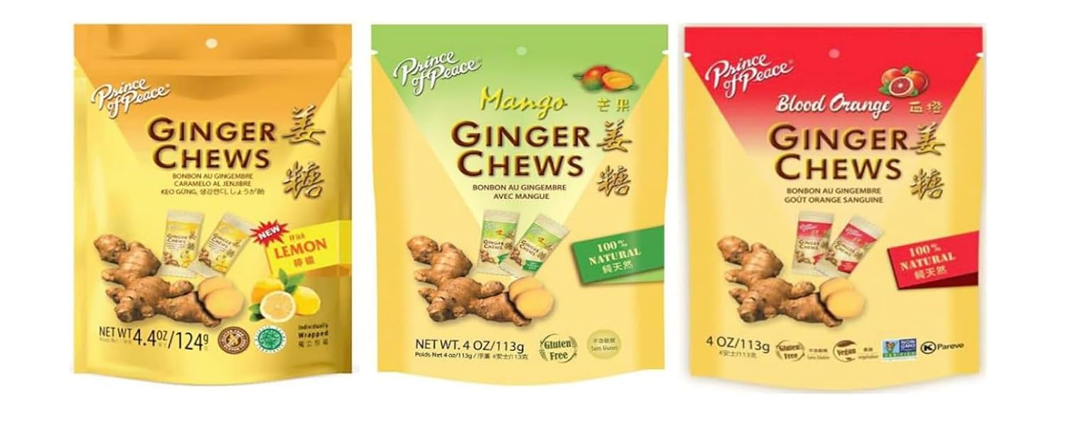 Amazon.com : Variety Pack of Prince of Peace Ginger Chews, 4 oz each ...