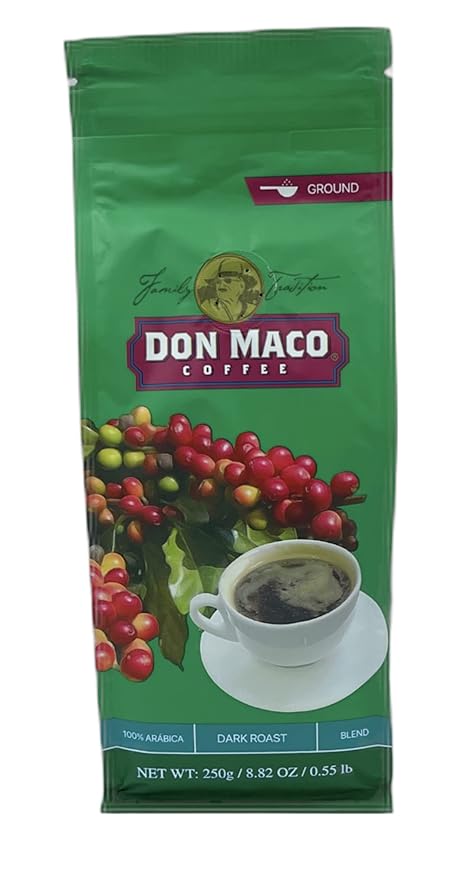 Amazon.com : Don Maco Coffee Dark Roast 250g Ground : Grocery & Gourmet ...