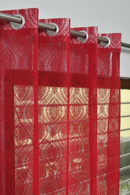 Buy Yb Homes Semi-Sheer Tissue Curtains for Door 7Ft Set of 2 ...