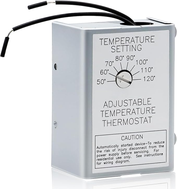 Attic Fan Temperature Controller - 120V Adjustable Thermostat Switch ...