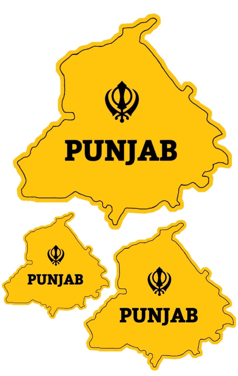 Buy Pack of 3 (8×8 Inch) Sticker | Punjab MAP with Khanda | Sticker for ...