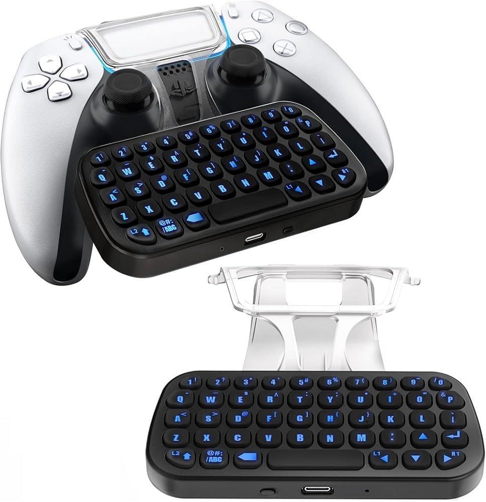 Teclado Sem Fio Para Controle Dualsense Compatível Com Playstation 5 ChatPad Bluetooth Preto ...