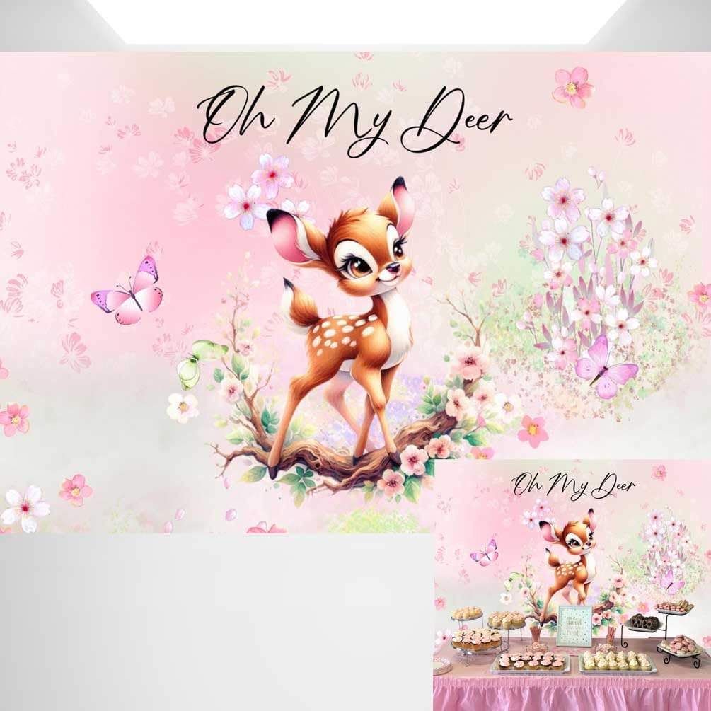 Amazon.com : Ericbackdrop Oh My Deer Bambi Backdrop for Baby Shower ...