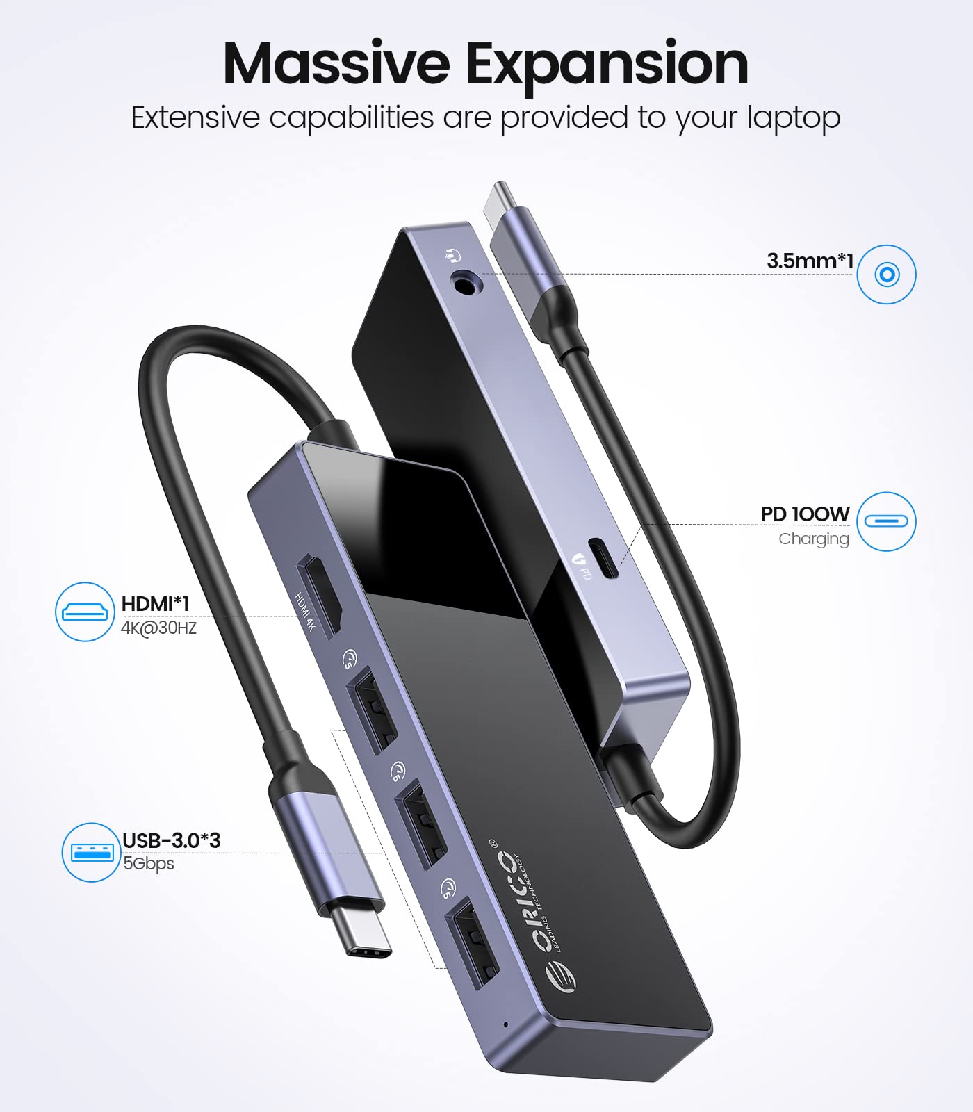 Snapklik.com : USB C Hub, ORICO 6 In 1 MacBook Docking Station ...