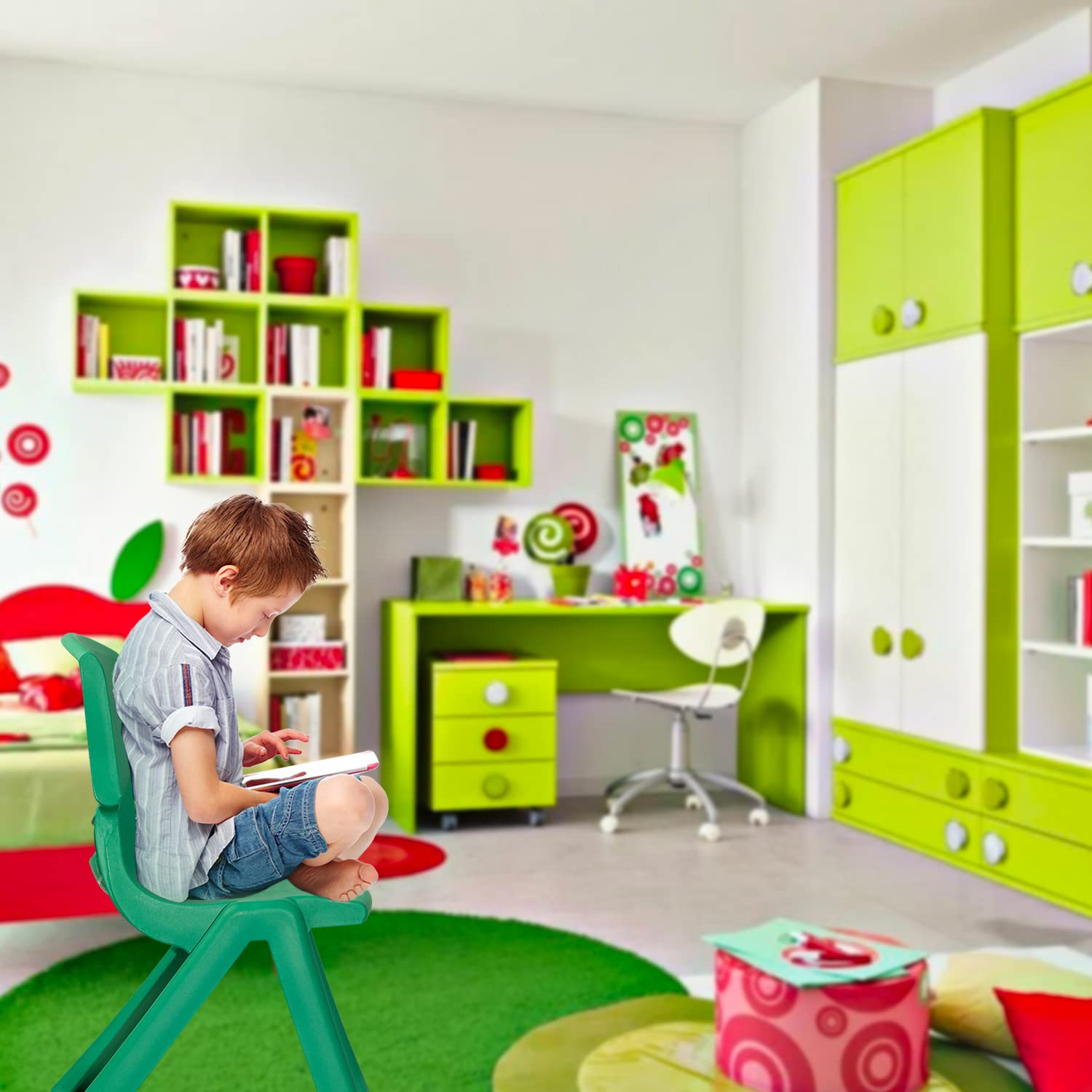 Esqube Baby Chair Kids Plastic School Study Chair Green Color: Buy ...