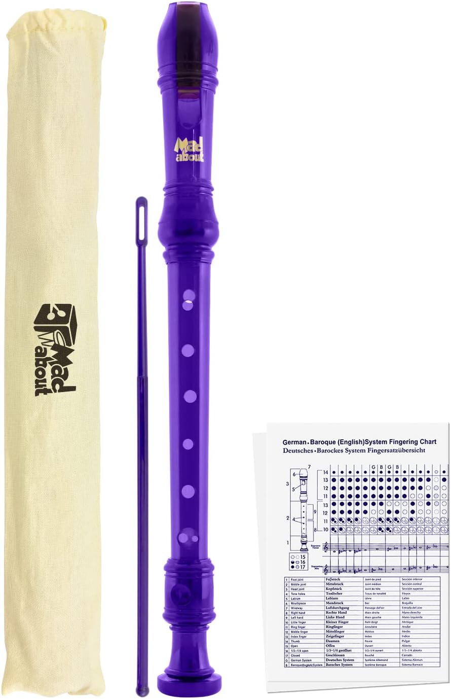 TIGER REC7-GR Descant/Soprano School Recorder with Bag, Cleaning Rod ...