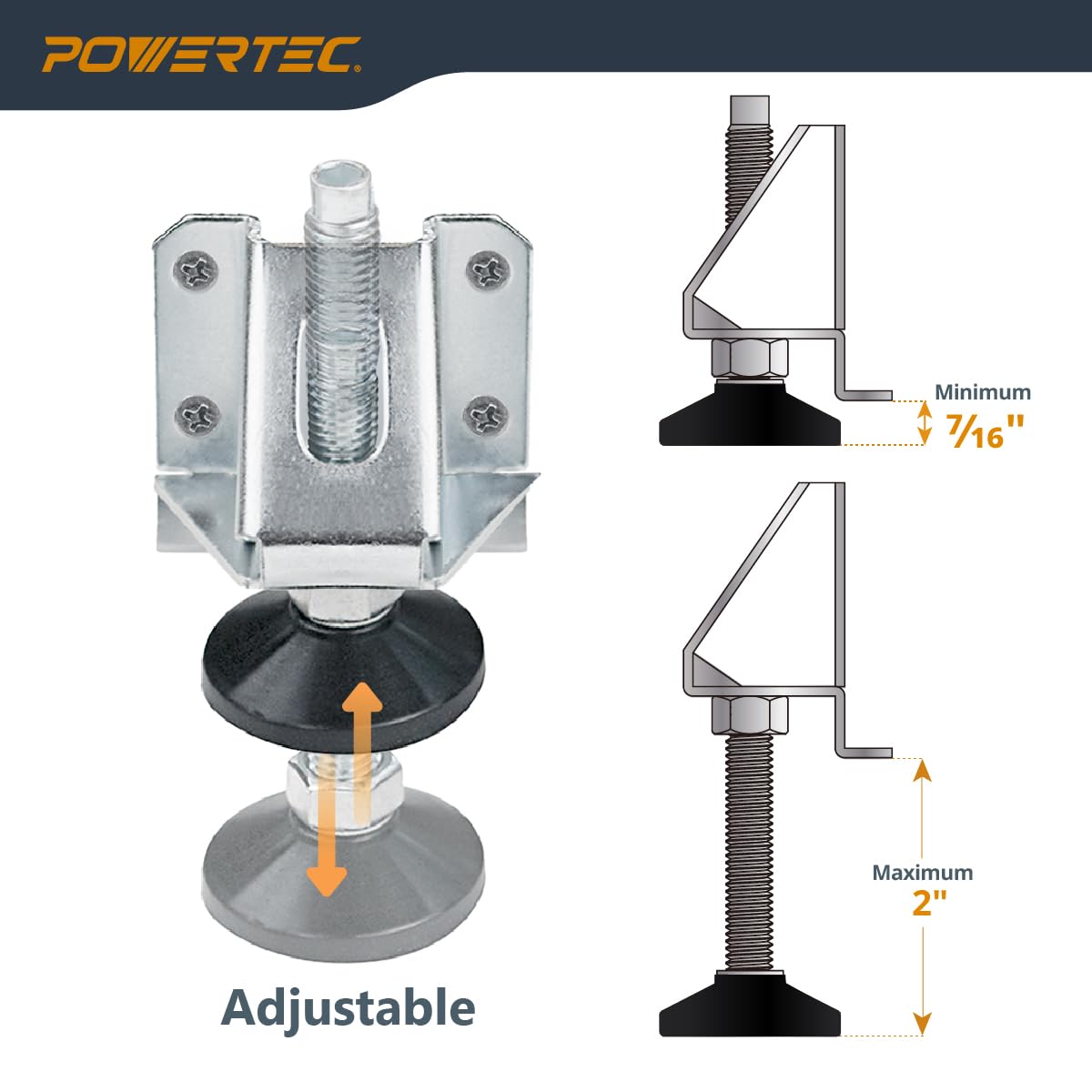 Snapklik.com : POWERTEC Leveling Feet 8PK, Adjustable Heavy Duty ...