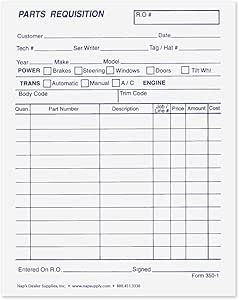 Amazon.com : Parts Requisition Form - 3-Parts - Pack of 1,000 : Other ...