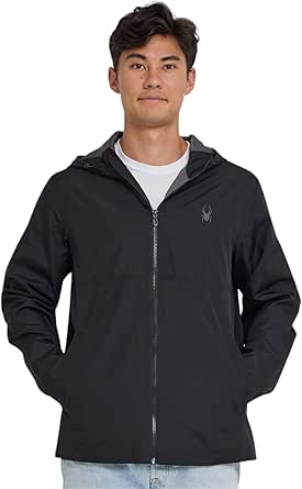 Spyder Packable Rain Jacket Men – Water Resistant Windbreaker with Hood ...