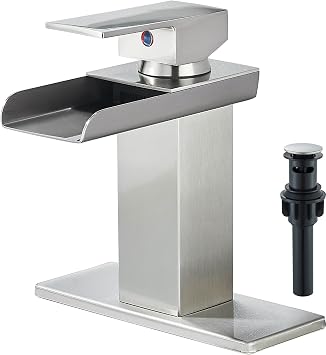 Alenart Bathroom Faucet Waterfall Bathroom Sink Faucet,Brushed Nickel ...
