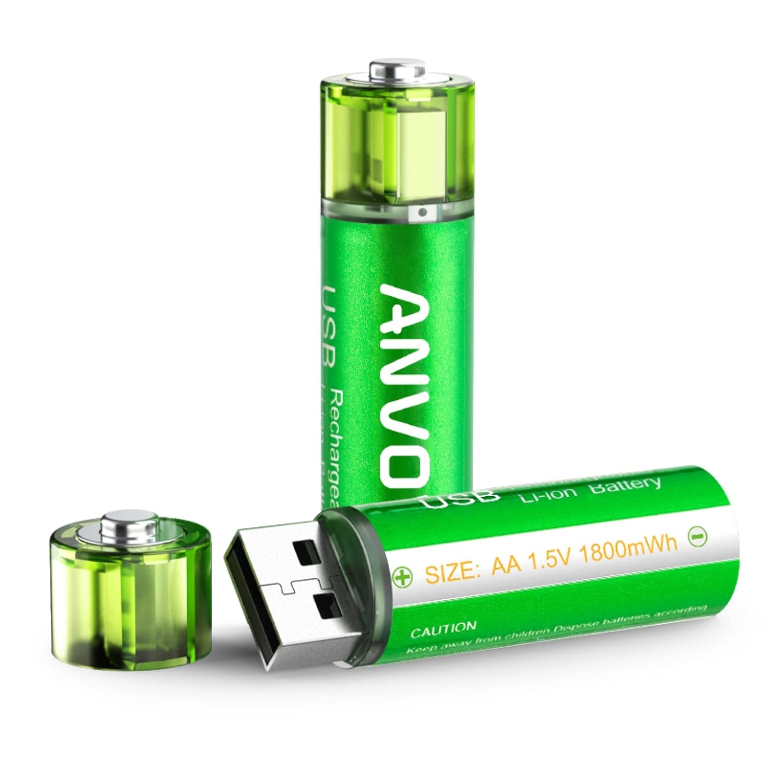 CareFlection ANVOW USB Port Type-A Plug Rechargable AA Batteries 1 Hour ...