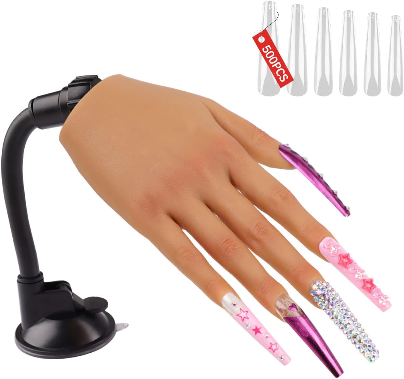 Amazon.com: DASGRIL Practice Hand for Acrylic Nails, Silicone Nail Hand ...