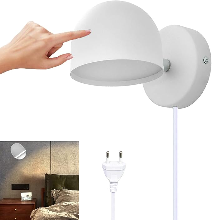 12W LED Indoor Plug-in Wall Light, Touch Control Wall Sconce Dimmable ...