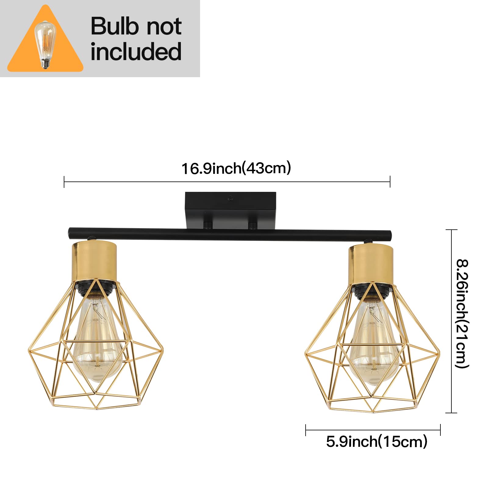 Snapklik.com : Industrial 2 Light Track Lighting Kit, Gold Flush Mount ...