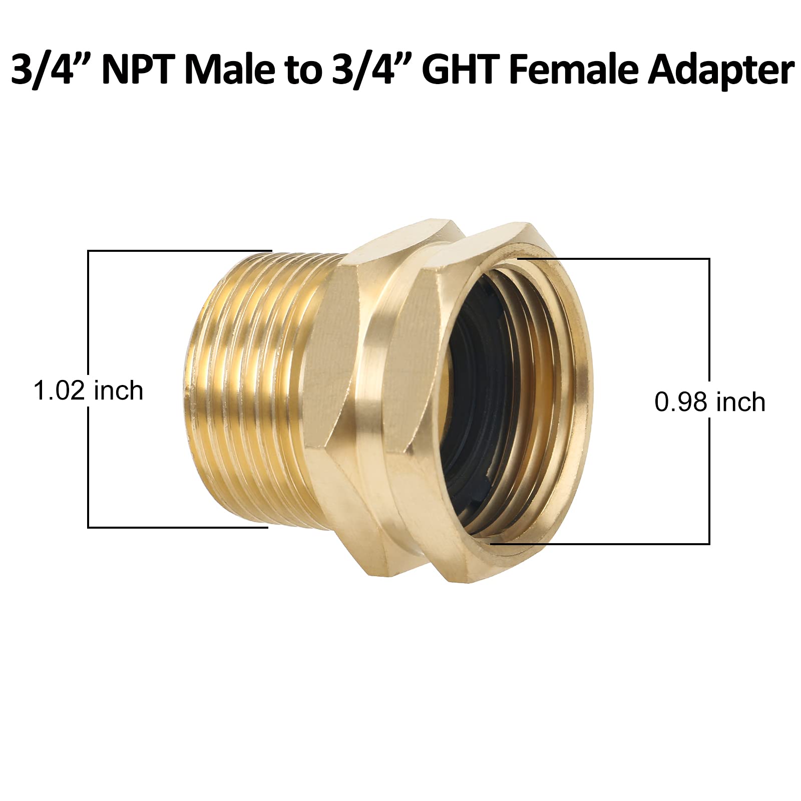 Snapklik.com : STYDDI 3/4” GHT X 3/4” NPT Male Connector, Brass Garden ...