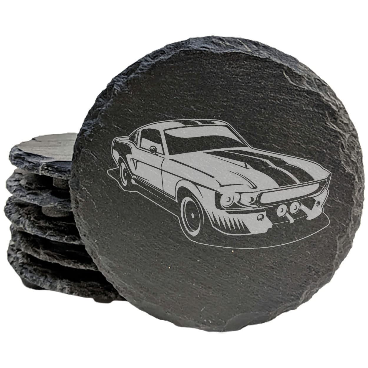 Amazon.com: Premium Rustic Slate Coasters Set with Laser-Etched Ford ...