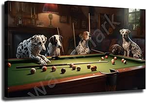 Amazon.com: EAtsia Funny Animal Dog Playing Pool Poster Canvas Painting ...