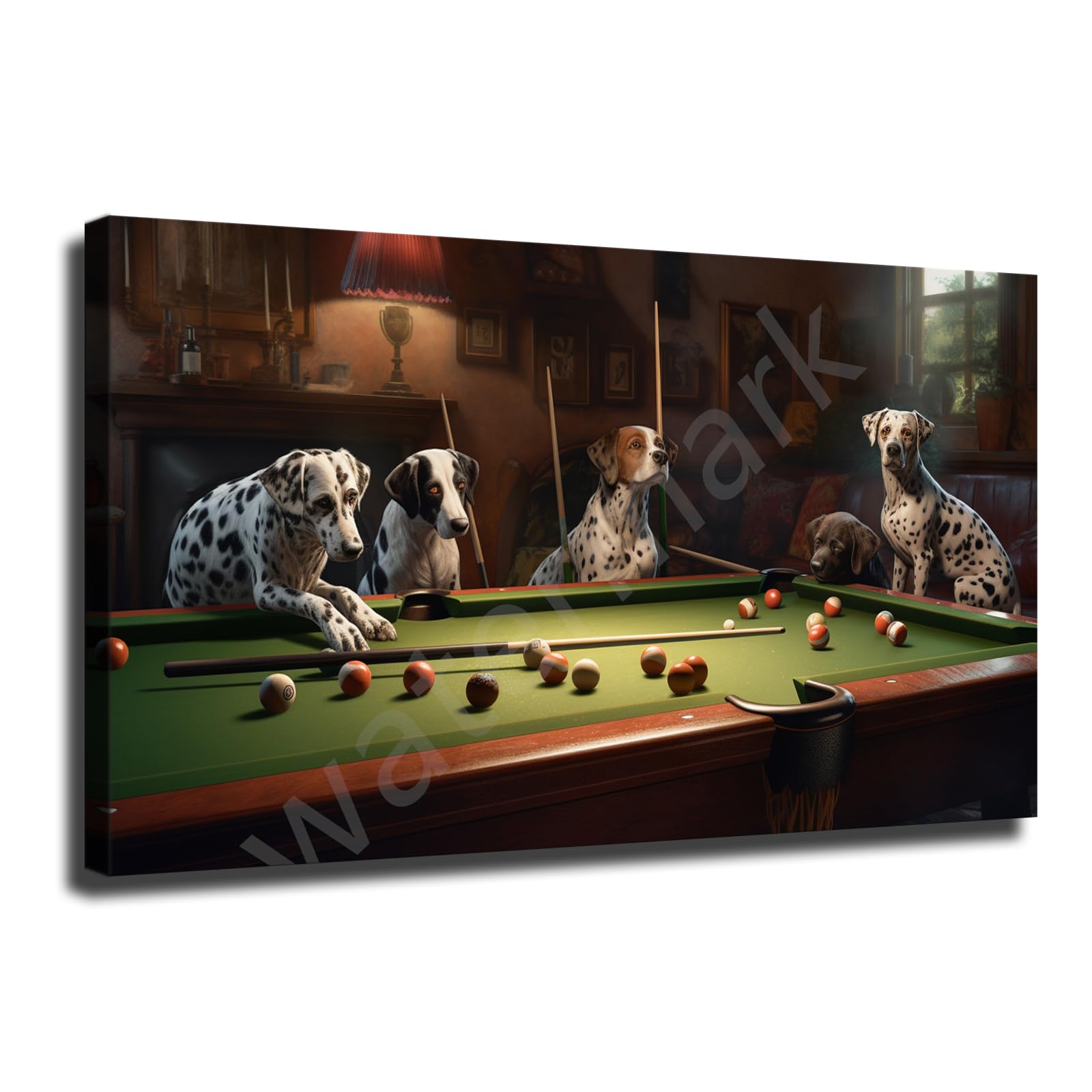 Amazon.com: EAtsia Funny Animal Dog Playing Pool Poster Canvas Painting ...