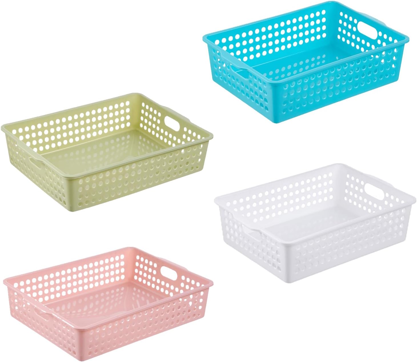 Amazon.com: Yuixoseu 4 Pack Plastic Storage Baskets with Handles, A4 ...