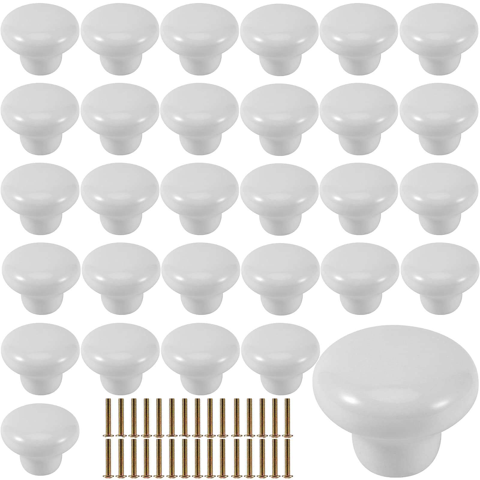 KEILEOHO 30 PCS Ceramic Cabinet Knobs, Vintage White Drawer Knobs with ...