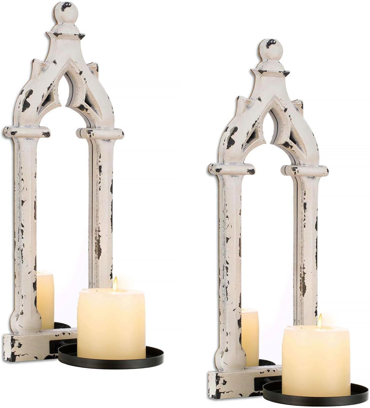 Amazon.com: CLEENTABLE Set of 2 Wall-Mount Candle Holders - Black Metal ...
