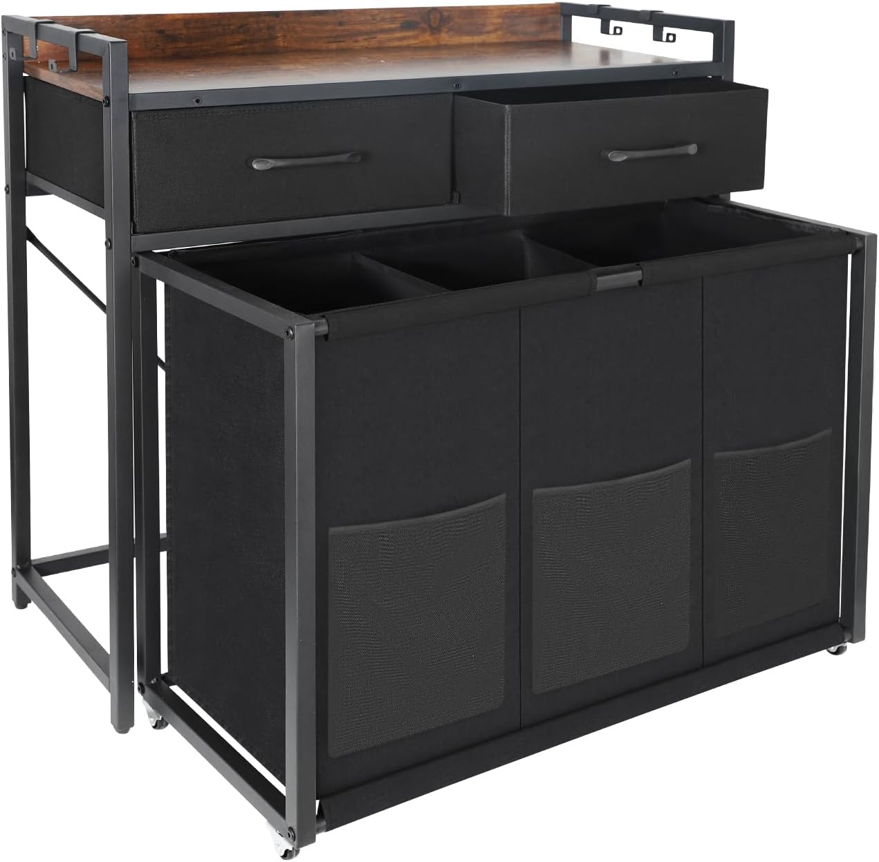 Amazon.com: Extra Large Laundry Sorter with Wheels - 150L 3 Section Laundry Hamper with 2 Fabric ...