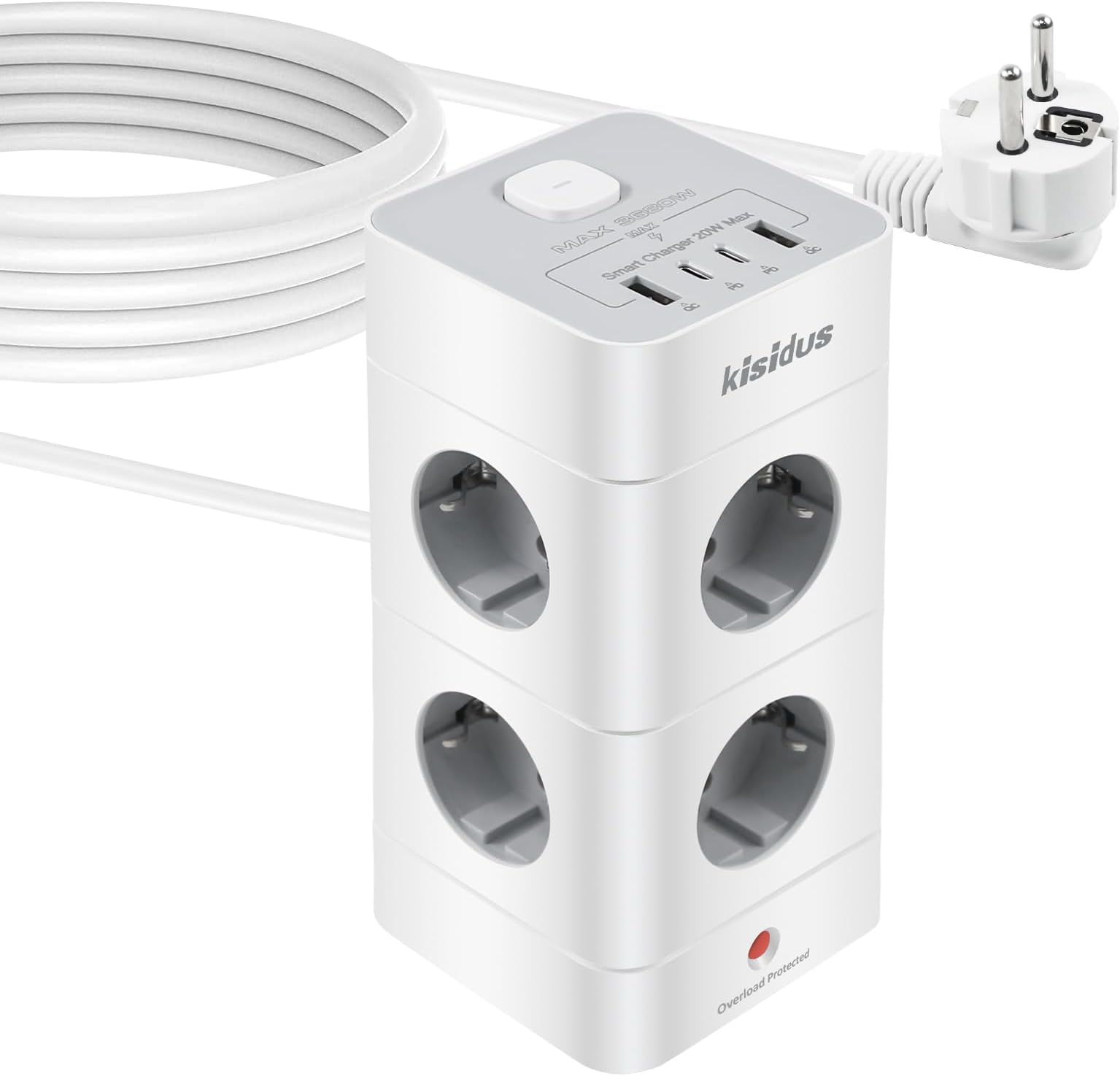 kisidus Multiprise avec Interrupteur 12 en 1 Rallonge Électrique ...