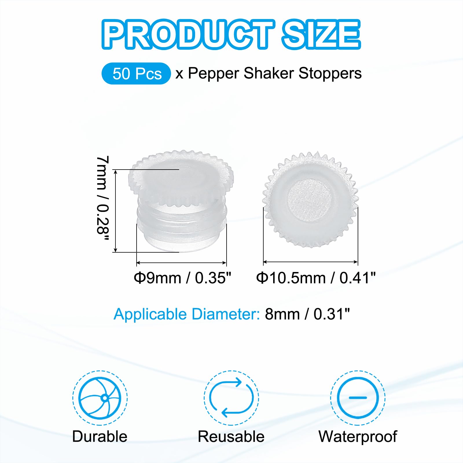 PATIKIL Salt and Pepper Shaker Stoppers 8mm/0.31″, 50Pcs Plastic Salt ...