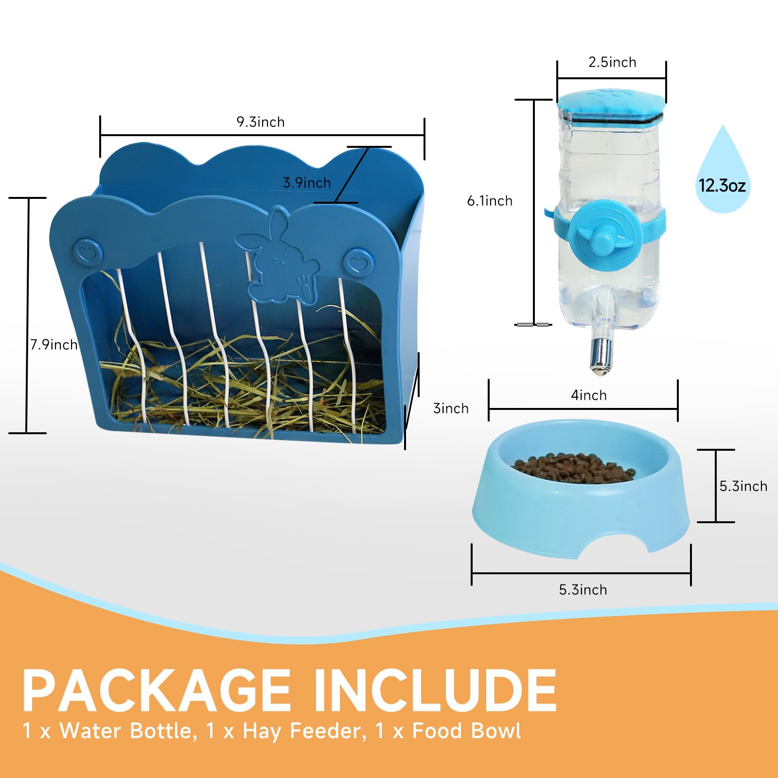 Snapklik.com : 3-in-1 Guinea Pig Water Bottle Hay Feeder Bowl Set For ...