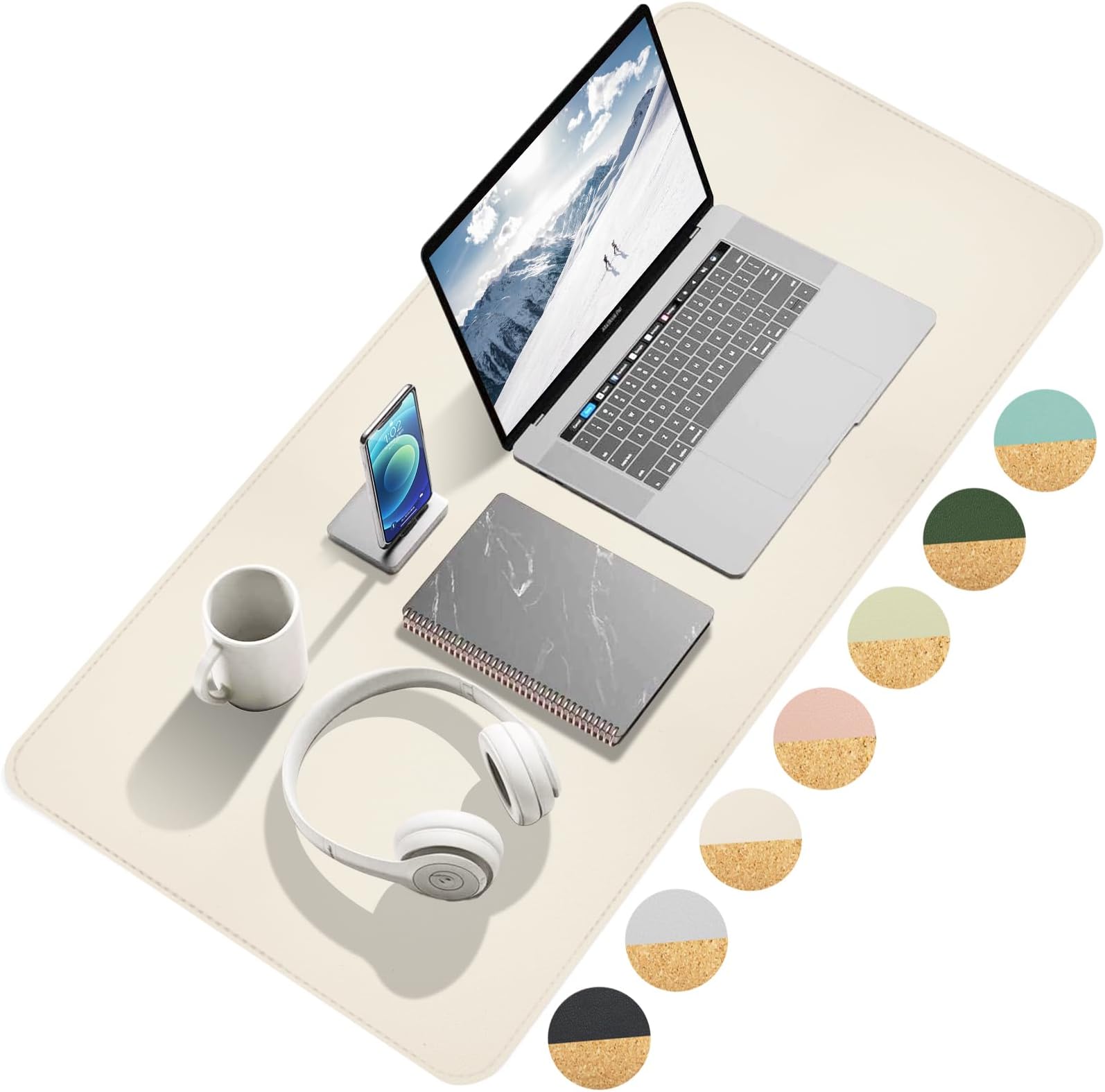 Giecy Desk Pad, Cork Leather Desktop Protector Pad, XXL Dual-Sided ...
