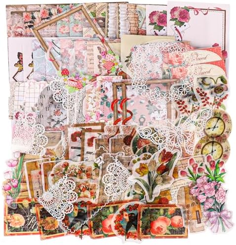 Aldieco 260pcs Vintage Scrapbooking Stickers Paper Pack, DIY Retro ...