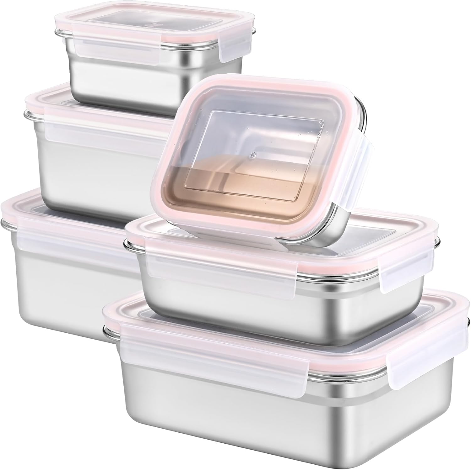 Amazon.com: Cykorxicc 6pcs Large Stainless Steel Food Containers with ...