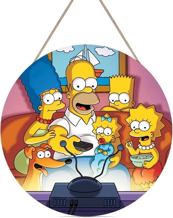 Amazon.com: UOAIUDT The Simpsons Watching TV Wooden Sign Home Wall ...
