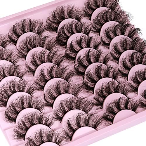Amazon.com: Lashes Mink Fluffy 20MM Long Fake Eyelashes 8D Curl Wispy ...