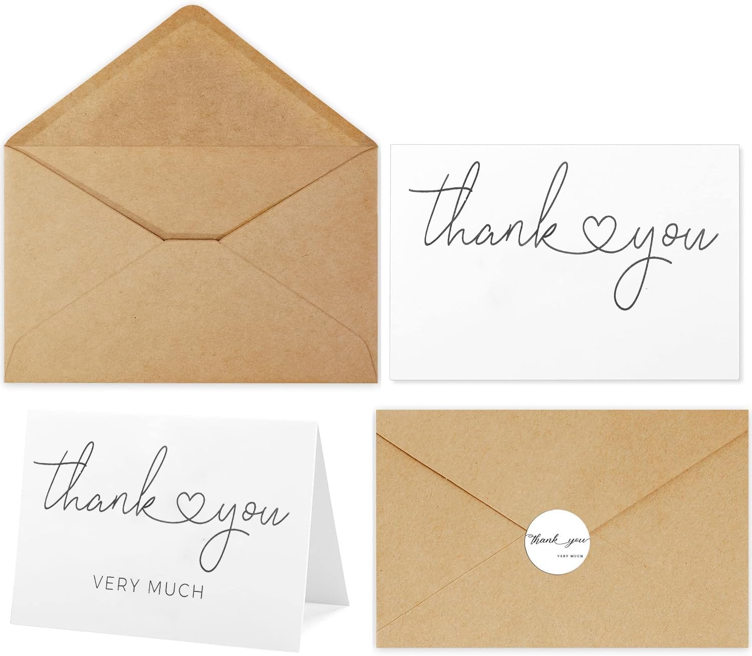 Amazon.com : Thank You Cards with Envelopes, 100 Pack bulk White Thank ...
