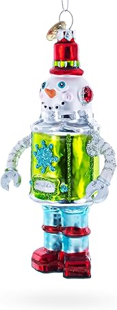 Amazon.com: Whimsical Robot Blown Glass Christmas Ornament ...