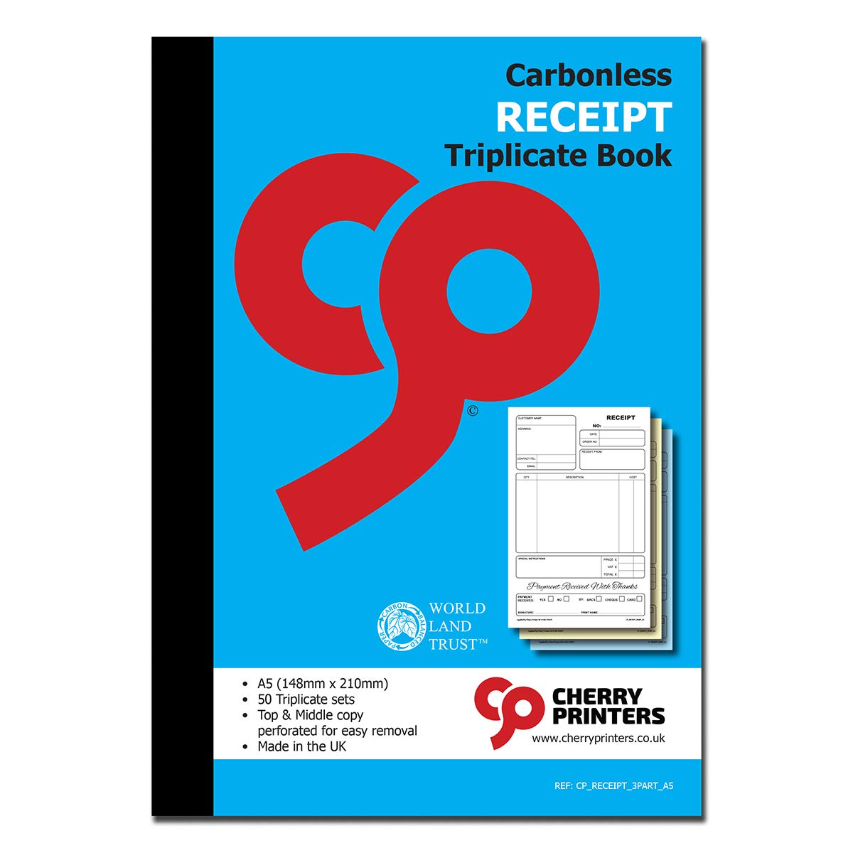 Cherry Carbonless Receipt Book A4, A5, Duplicate, Triplicate NCR (A5 Triplicate) : Amazon.co.uk ...