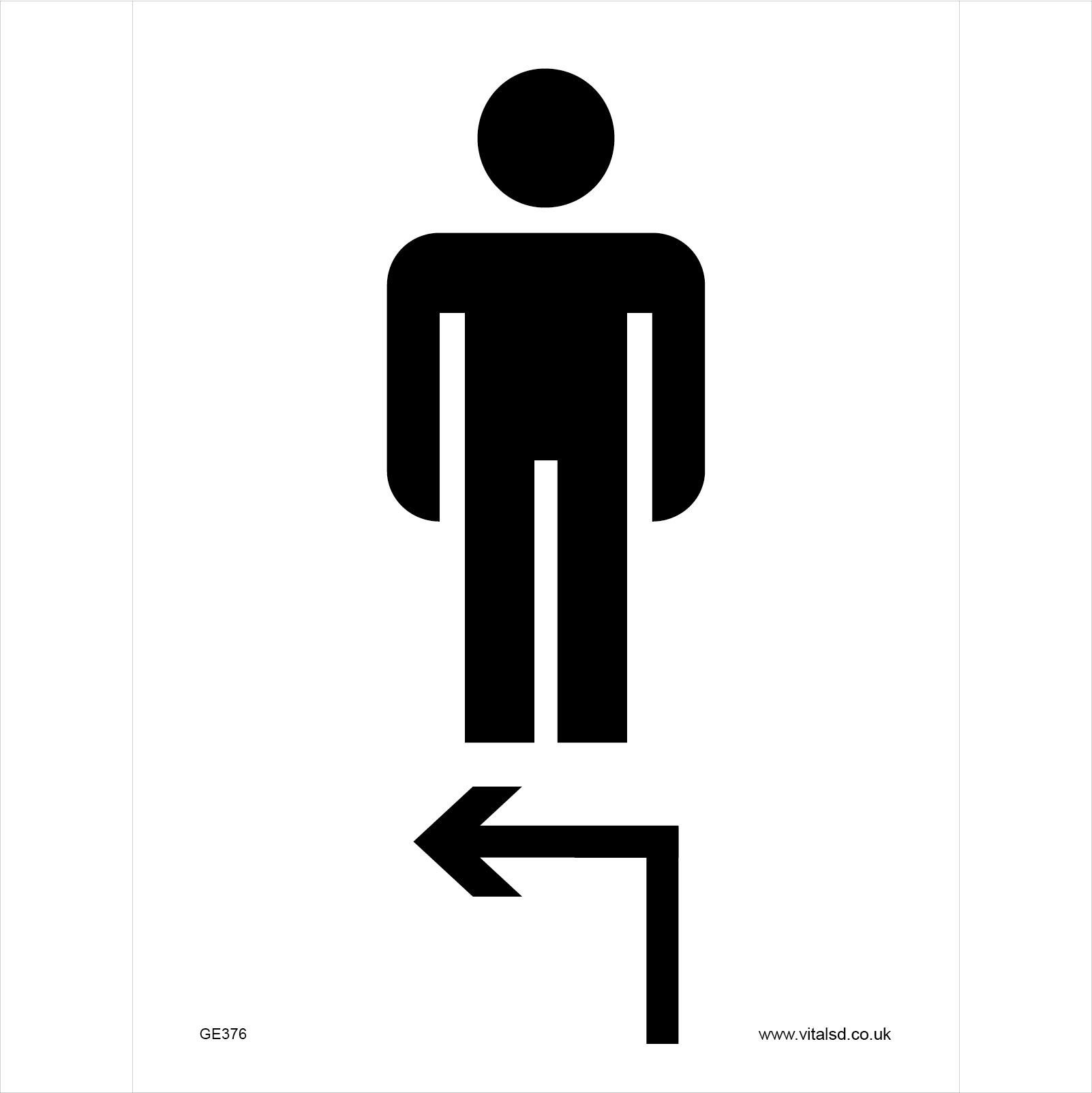 GE376 Gents Toilet Up Left Arrow SIGN Mens Boys Male gentlemen washroom ...
