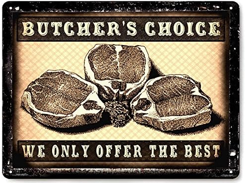Amazon.com: Butcher shop meat metal Sign beef steak pork chops deli ...
