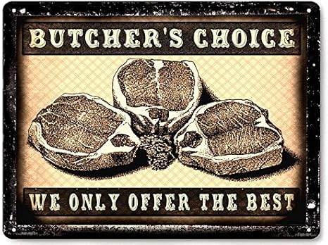 Amazon.com: Butcher shop meat metal Sign beef steak pork chops deli ...