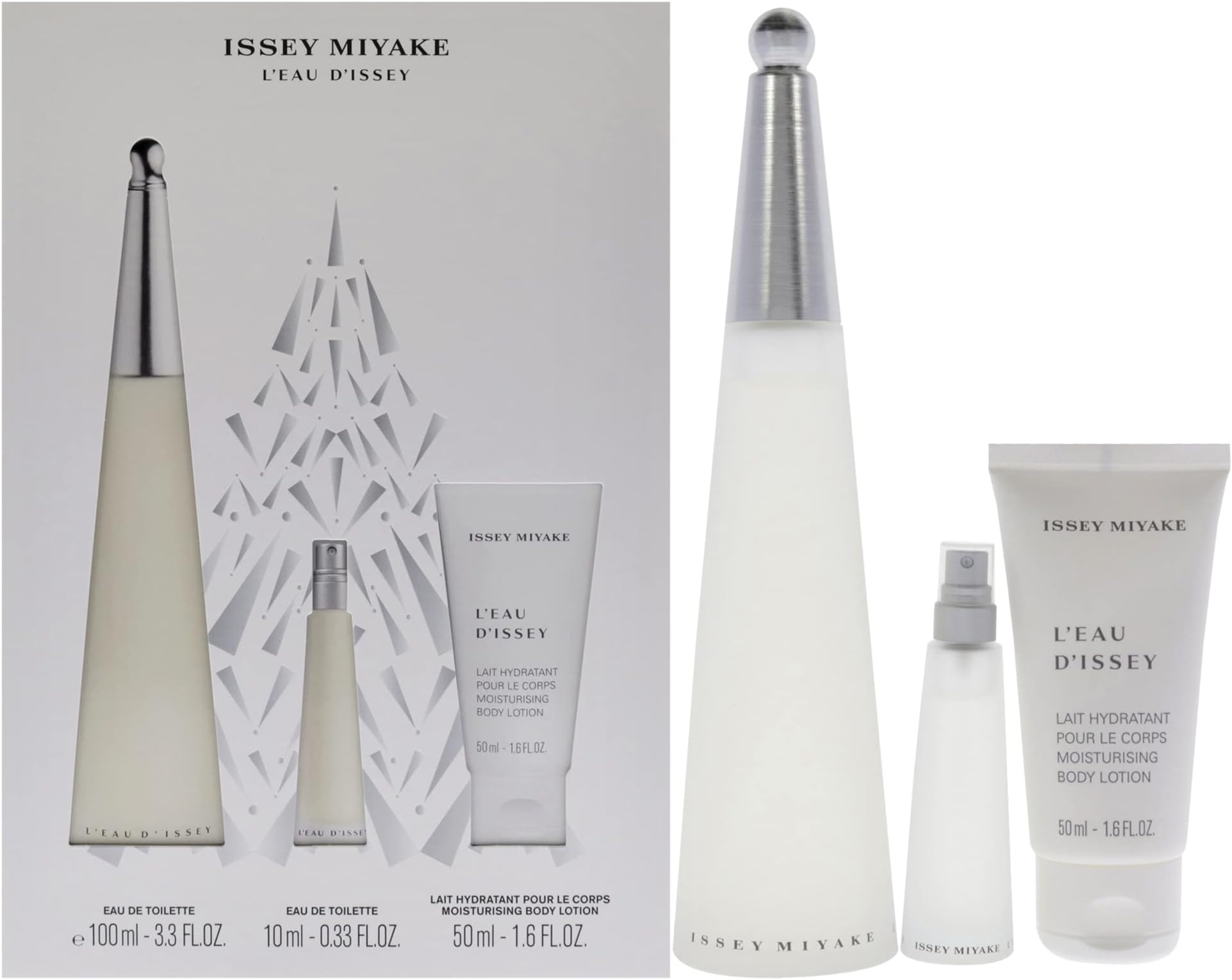 Amazon.com : Issey Miyake Leau Dissey 3.3oz EDT Spray, 0.33oz EDT Spray, 1.6oz Body Lotion Women ...