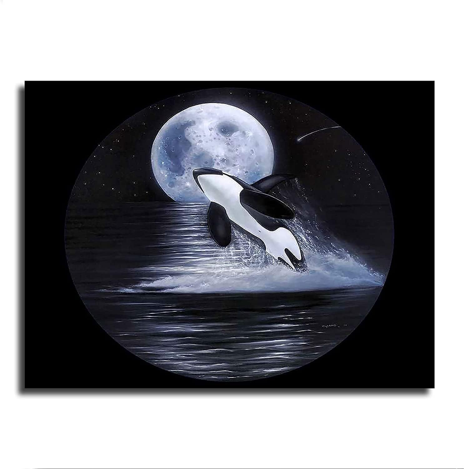 Amazon.com: Killer whale orca moon painting blue ocean theme pair ...