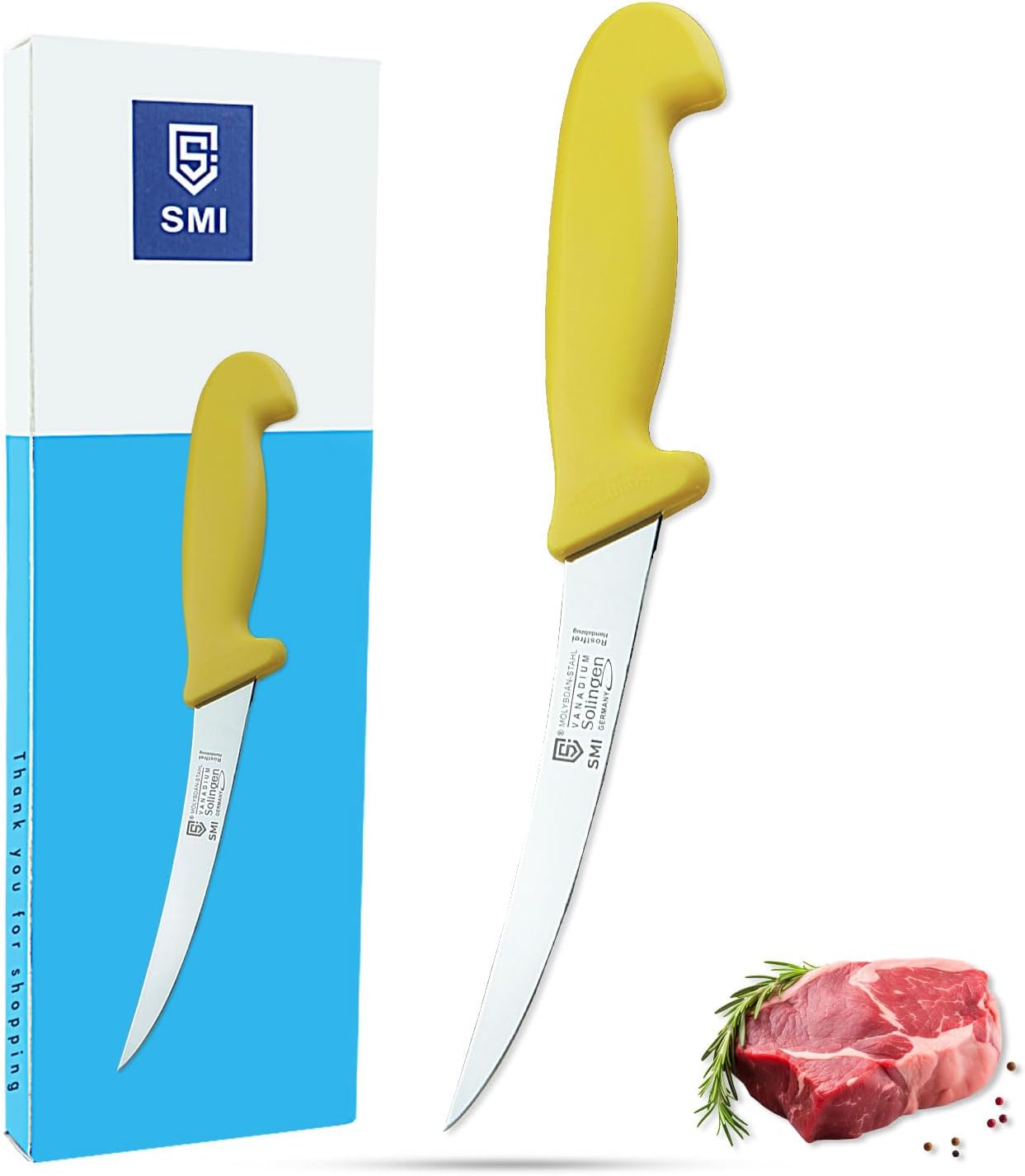 Amazon.com: SMI 7 inch Solingen Butcher Knife For Meat Cutting ...