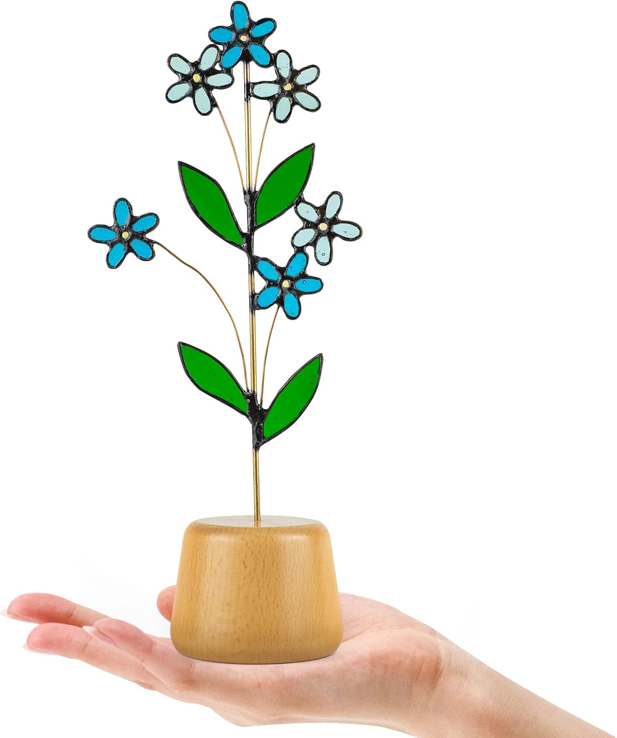 Amazon.com: Stained Glass Suncatcher with Wooden Stand, Window Sun ...